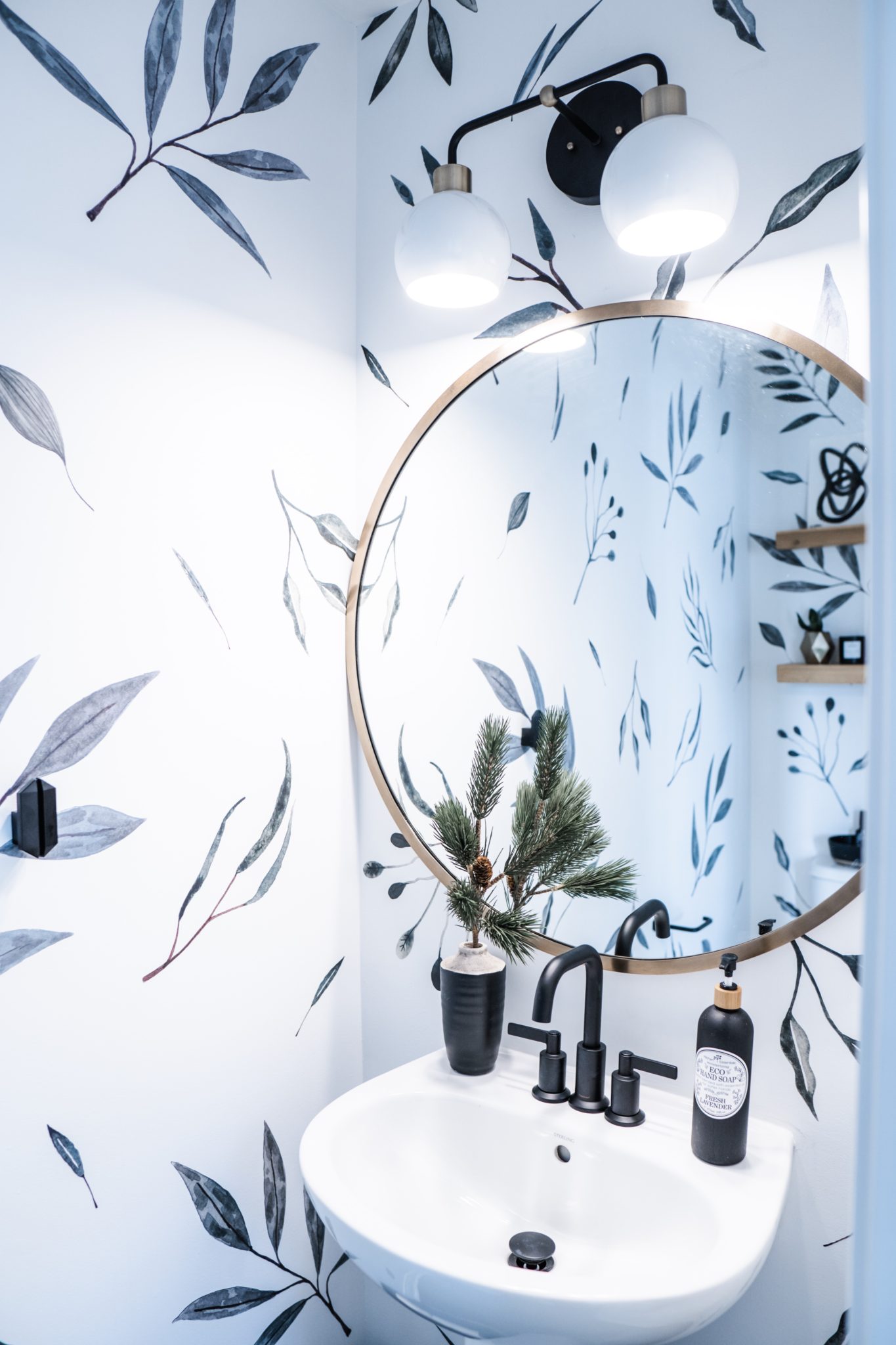 Powder Room Update with Wall Decals | Anna Mae Groves